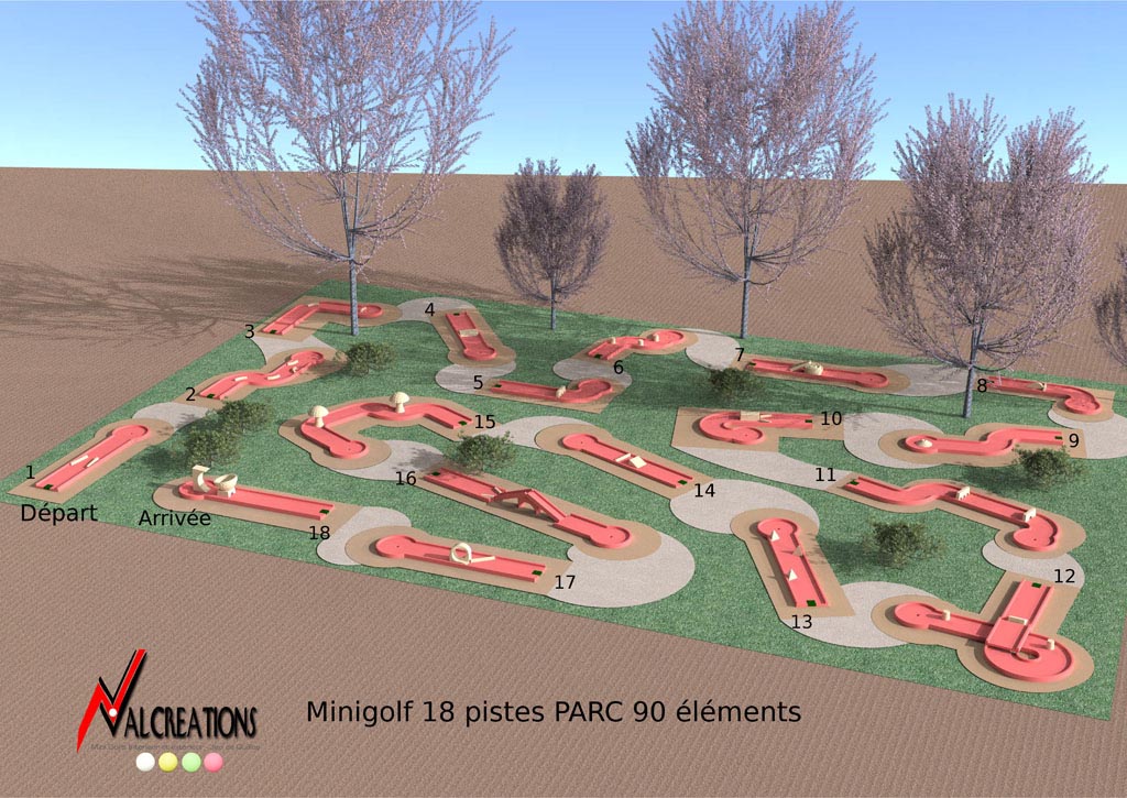 Plan de parcours de MINIGOLF interieur-extérieur