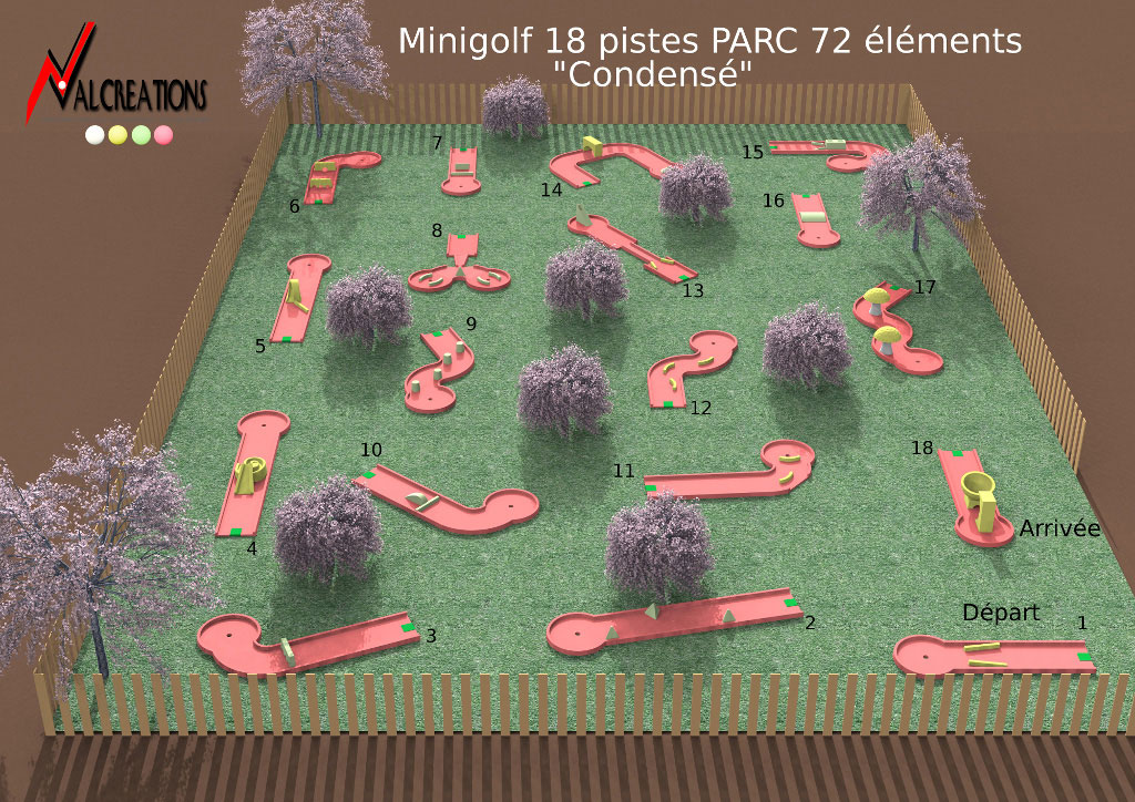 Plan de parcours de MINIGOLF interieur-extérieur