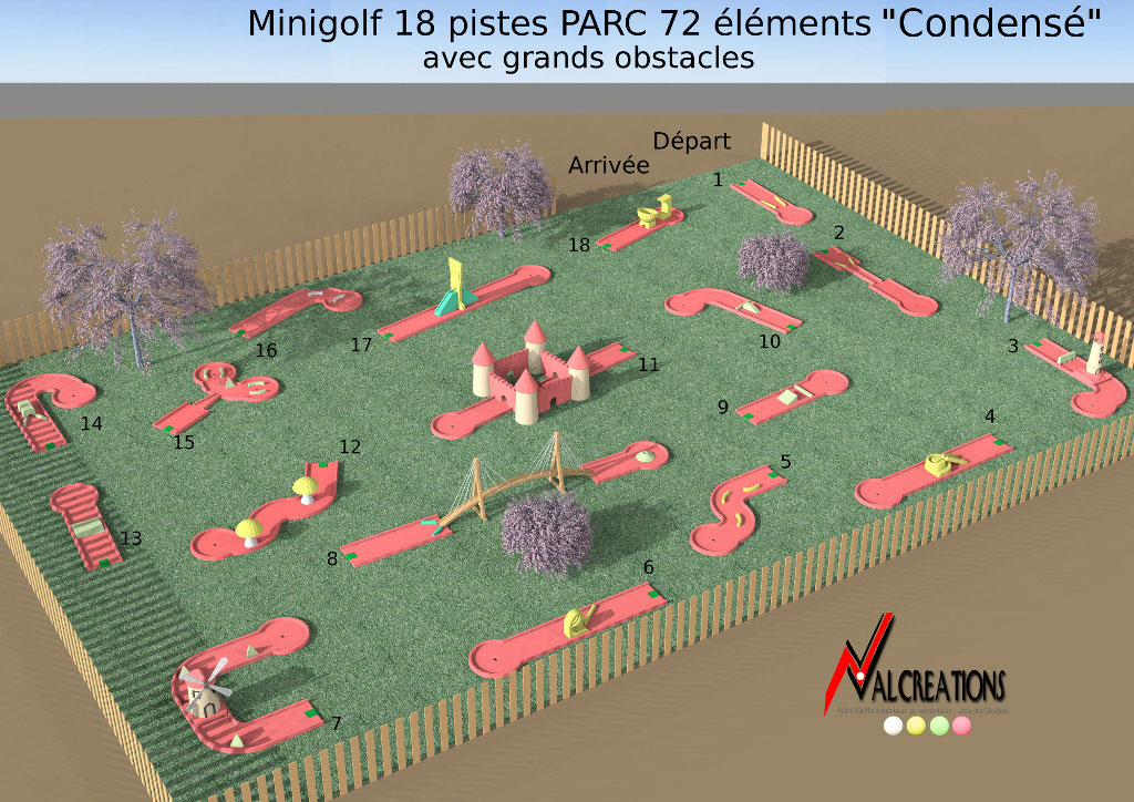 Plan de parcours de MINIGOLF interieur-extérieur